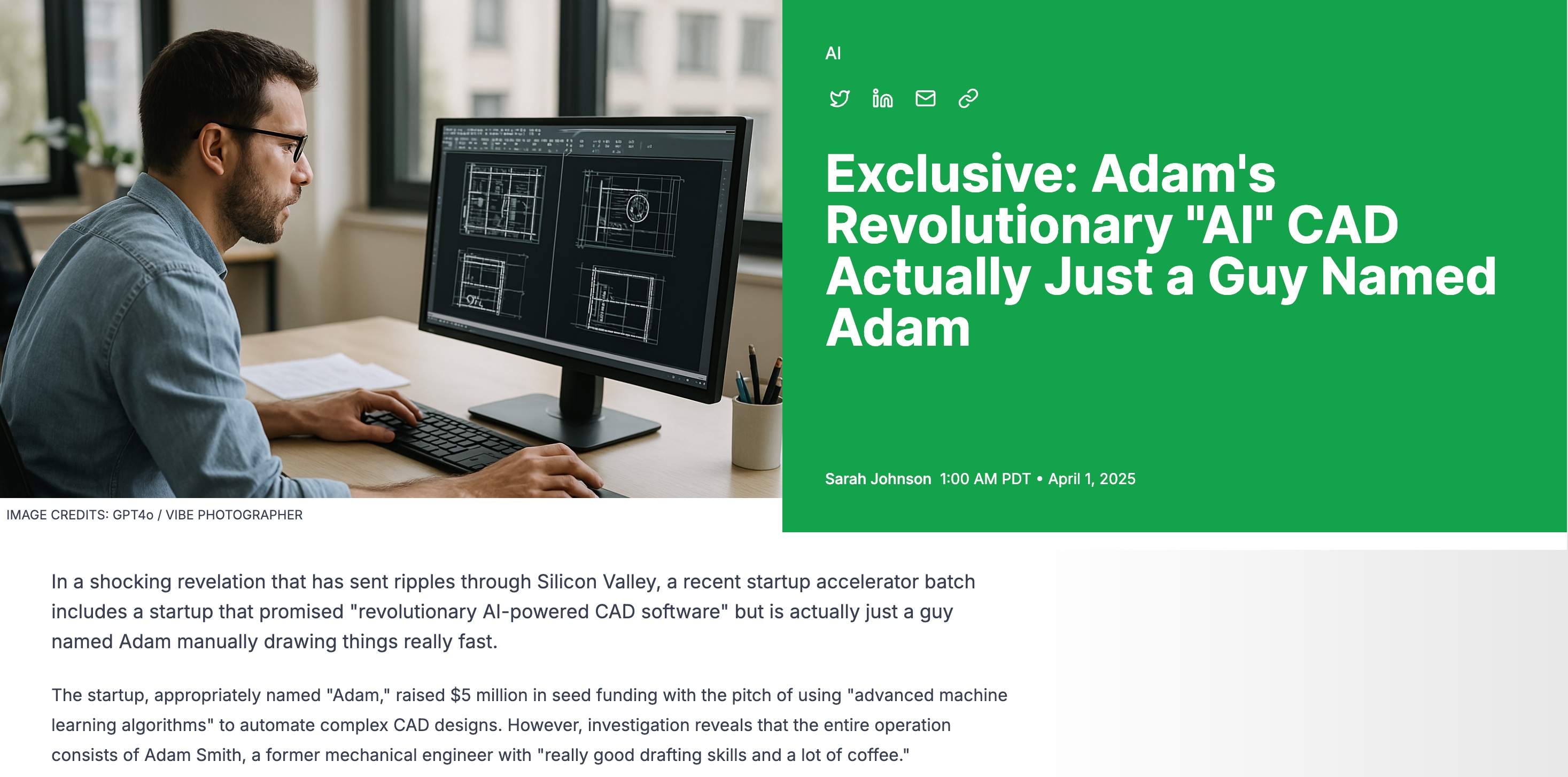 Exclusive: Adam's Revolutionary 'AI' CAD Actually Just a Guy Named Adam ...